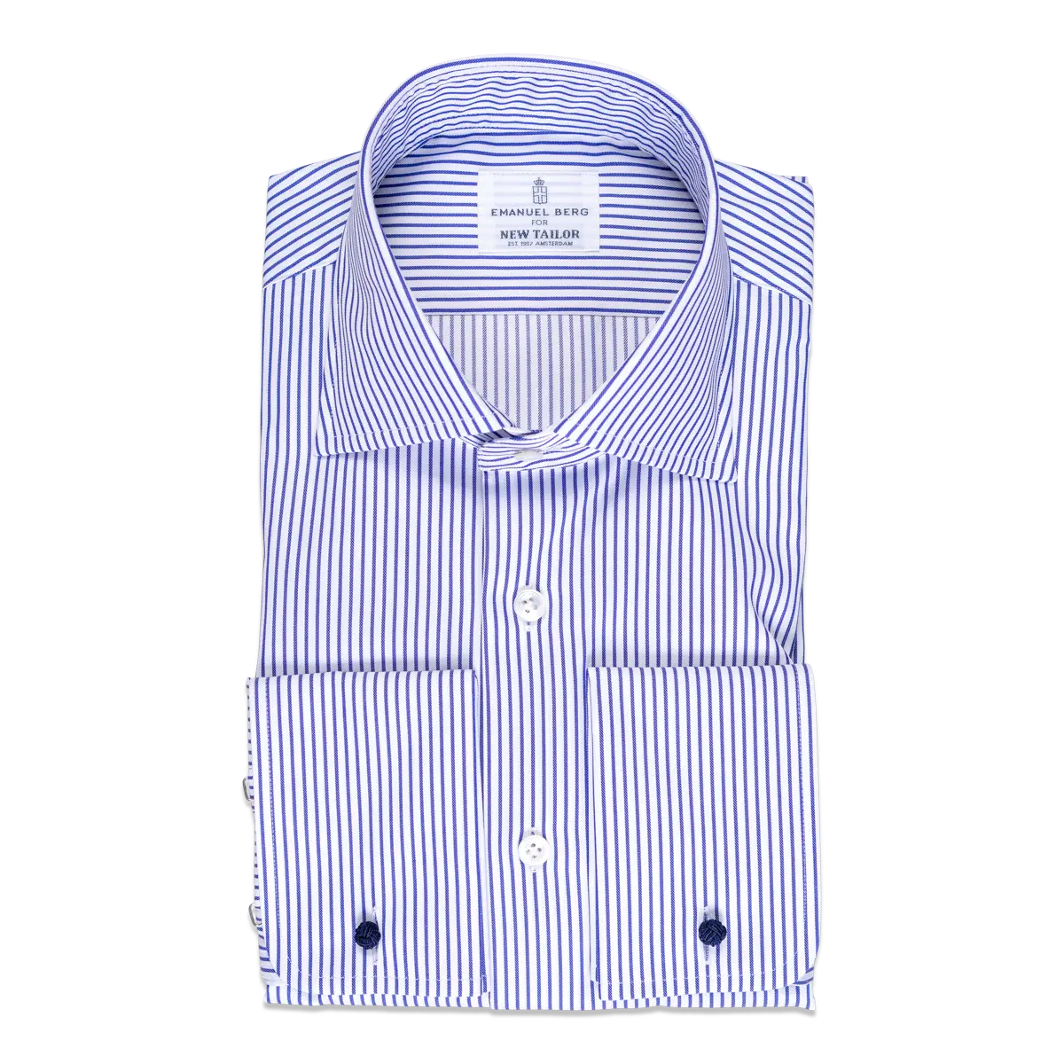 Overhemd Blauw Streep Twill Katoen - Op Maat - NEW TAILOR